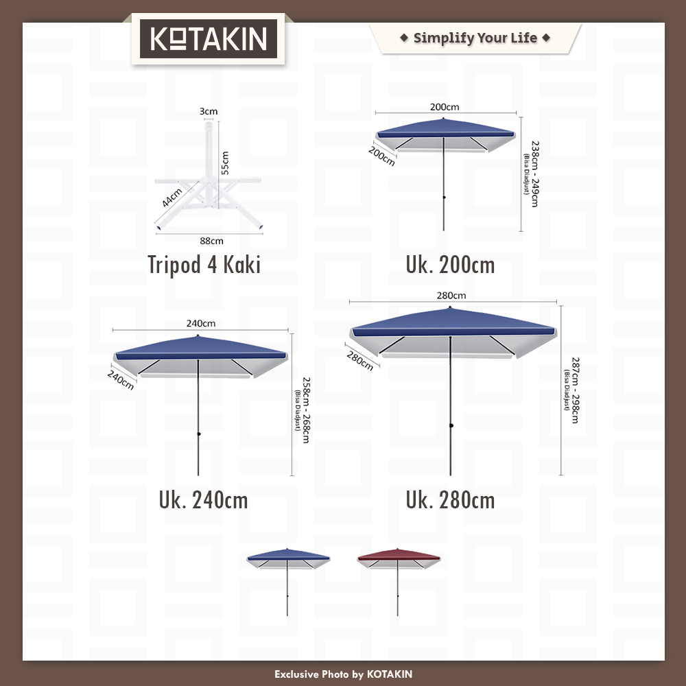 Payung Tenda Jualan Dan Kaki Tripod Besar Jumbo Outdoor Anti UV ...
